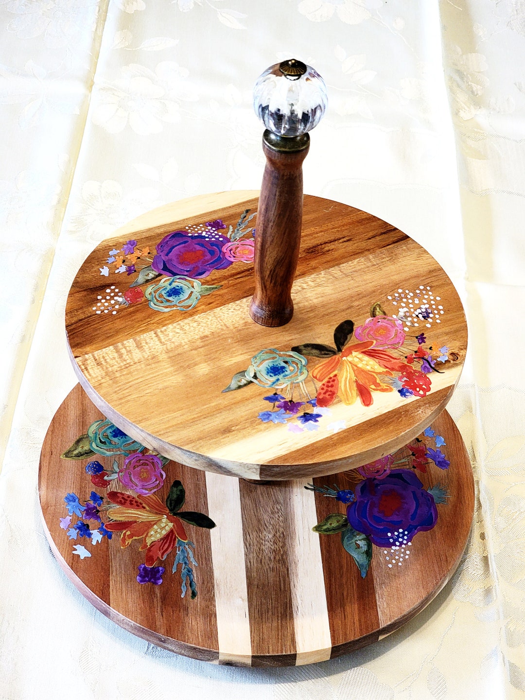 Hand Painted Lazy Susan the Pioneer Woman Butcher Block Wood 2 Tier - Etsy