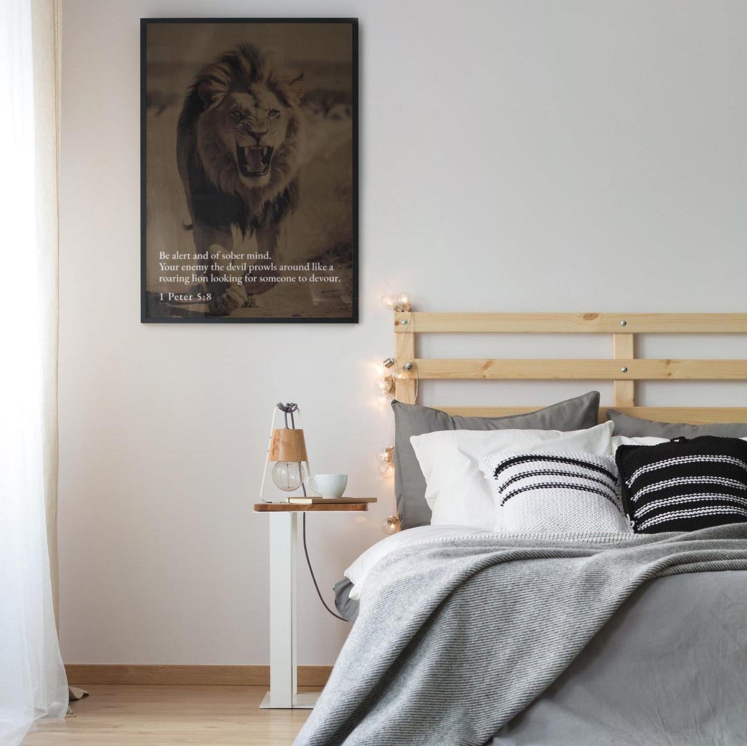 Roaring Lion Christian Bible Verse Framed Canvas - Etsy
