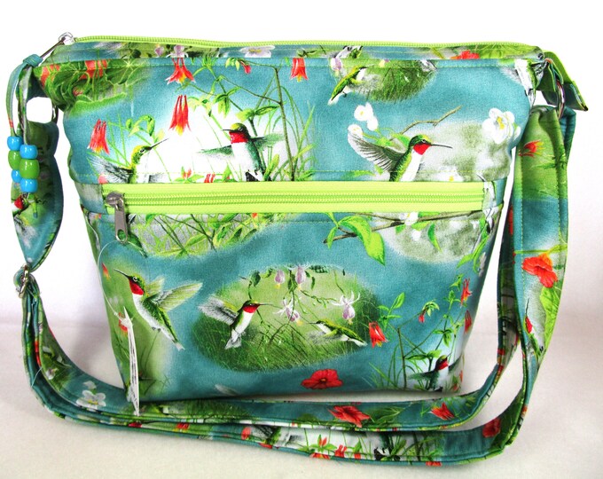 Hummingbirds Handmade Fabric Cross Body Zippered Purse 10 - Etsy
