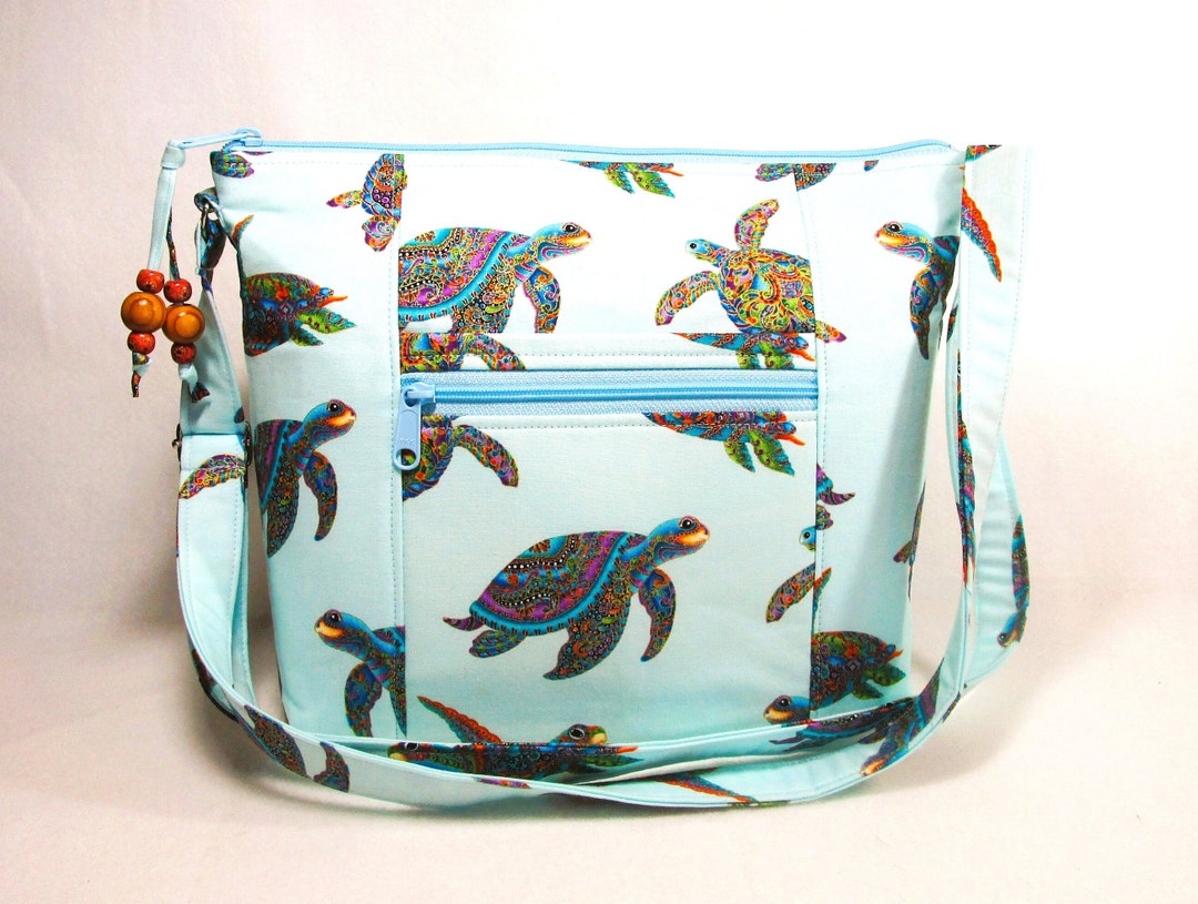 Cross Body Large Fabric Purse Sea Turtle Purses Women Adjustable Long ...