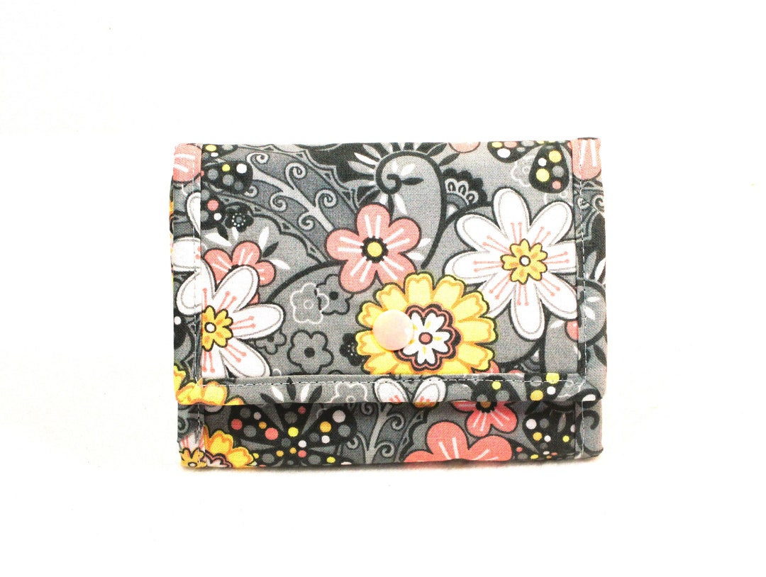 Retro Floral Fabric Women's Snap Close Wallet Washable Billfold Gifts ...
