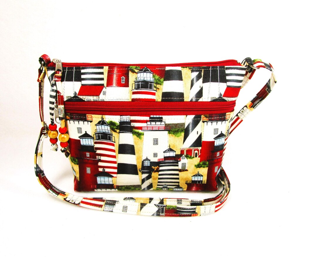 Lighthouses Cross Body Small Washable Handbag / Fabric Purse / Zippered ...