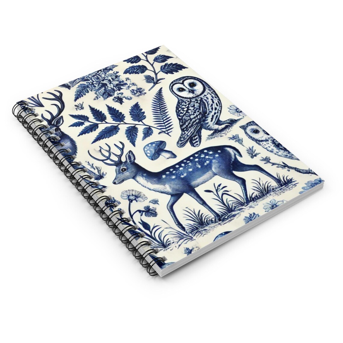Woodland Creatures Spiral Notebook - Deer & Owl Illustrated Journal ...