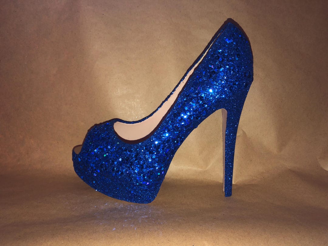 Custom Sparkly Shimmer Heels: Something Blue Bridal Shoes - Etsy