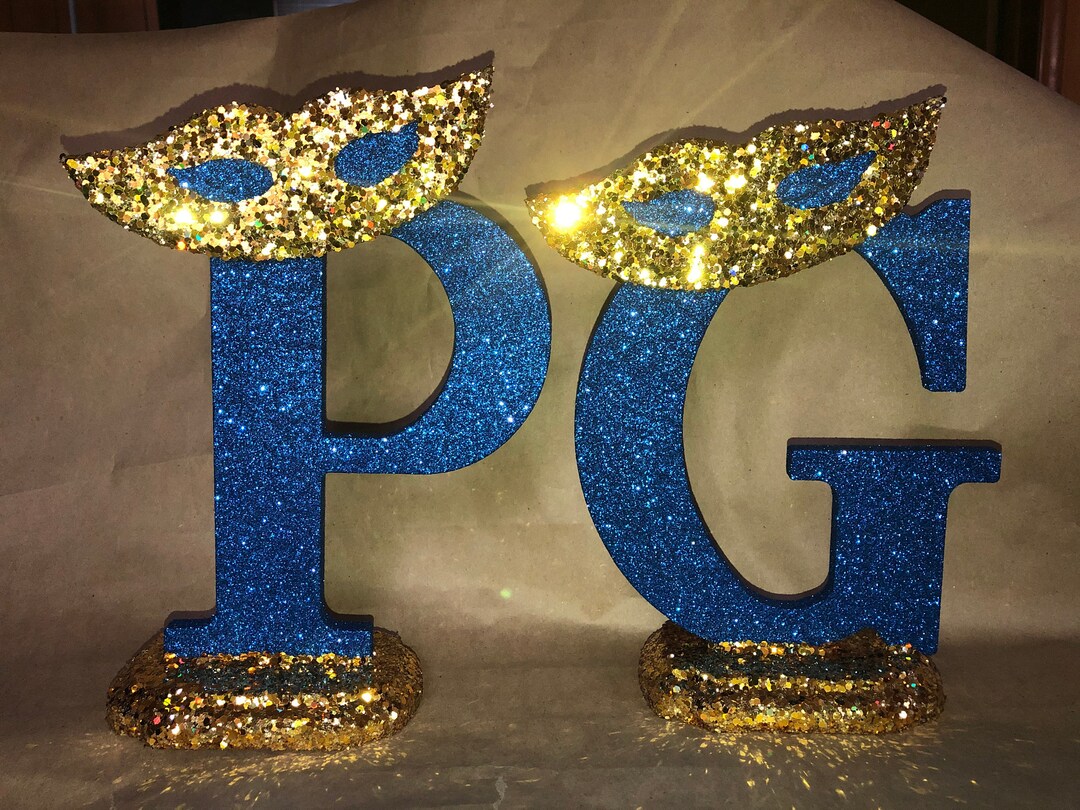 Shimmering Masquerade Letter: 10" Freestanding Centerpiece - Etsy