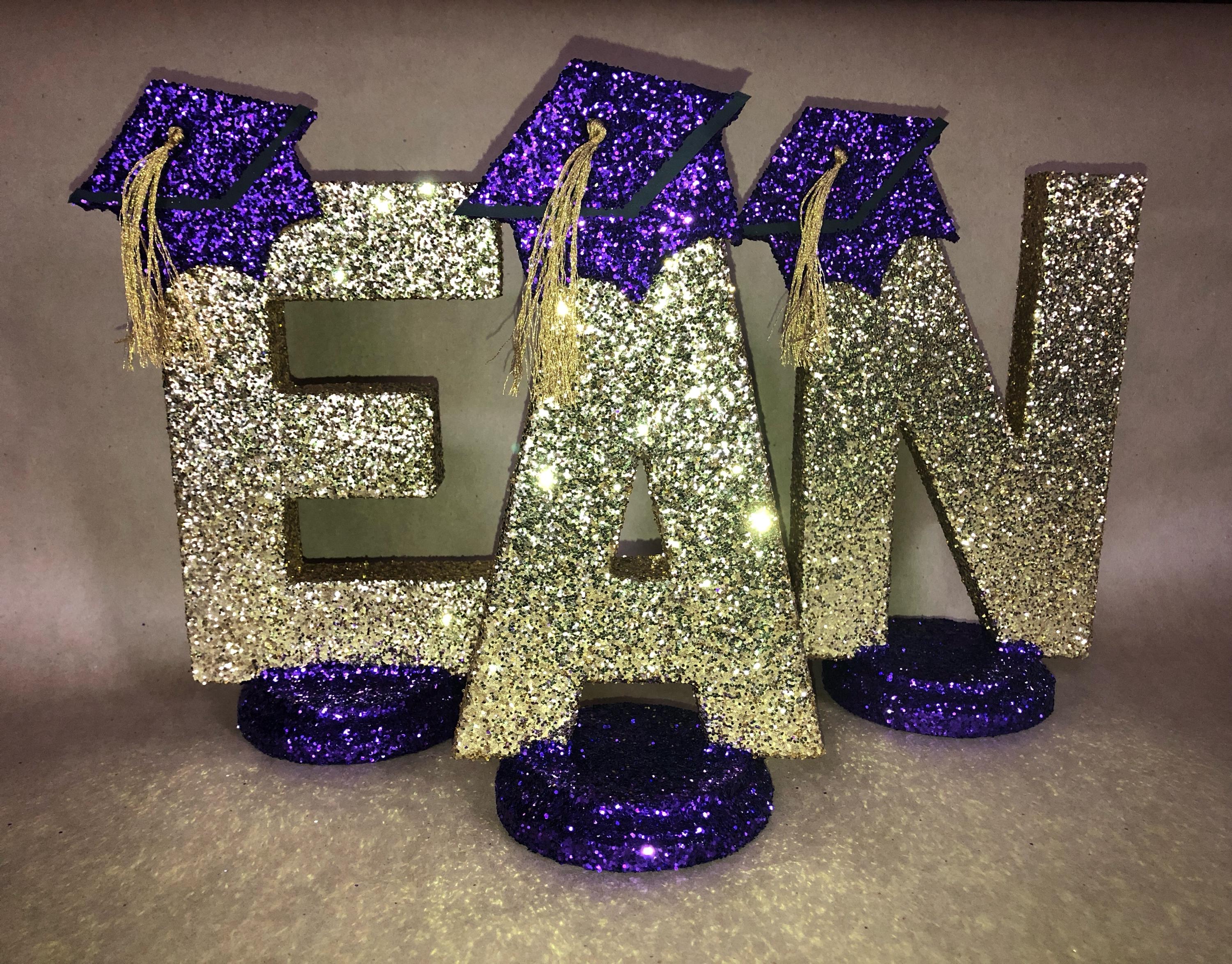 Sparkly Graduation 11" Letters and Numbers With Personalized Colors - Etsy