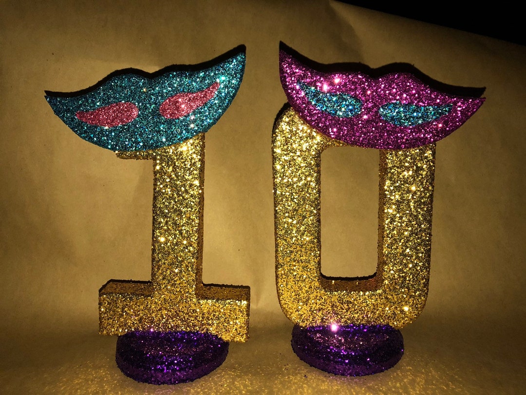 Shimmering Masquerade Number, Freestanding Party Decor, 10" Tall - Etsy