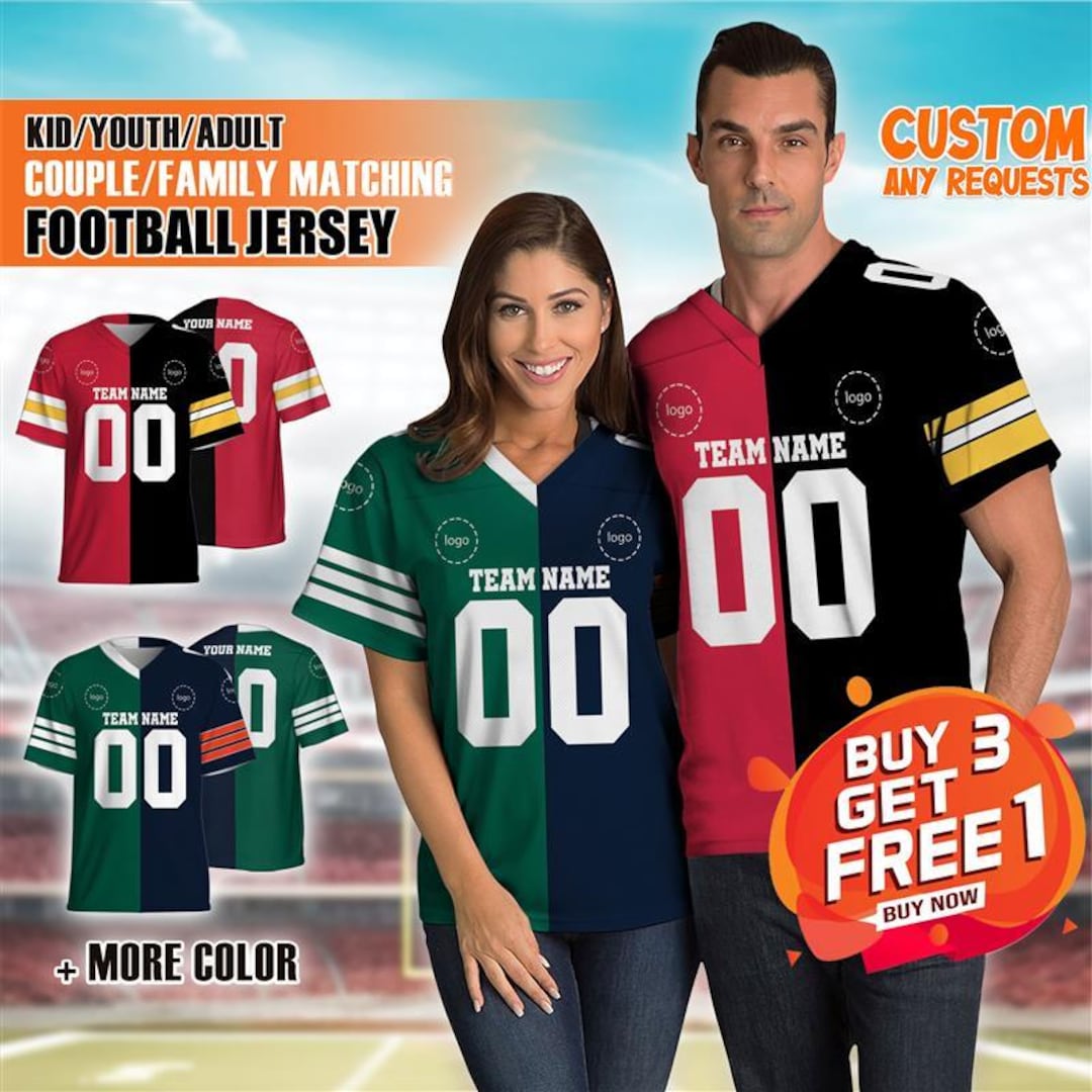 Personalized Team Name & Number Football Jersey Shirt for Adult Kid ...