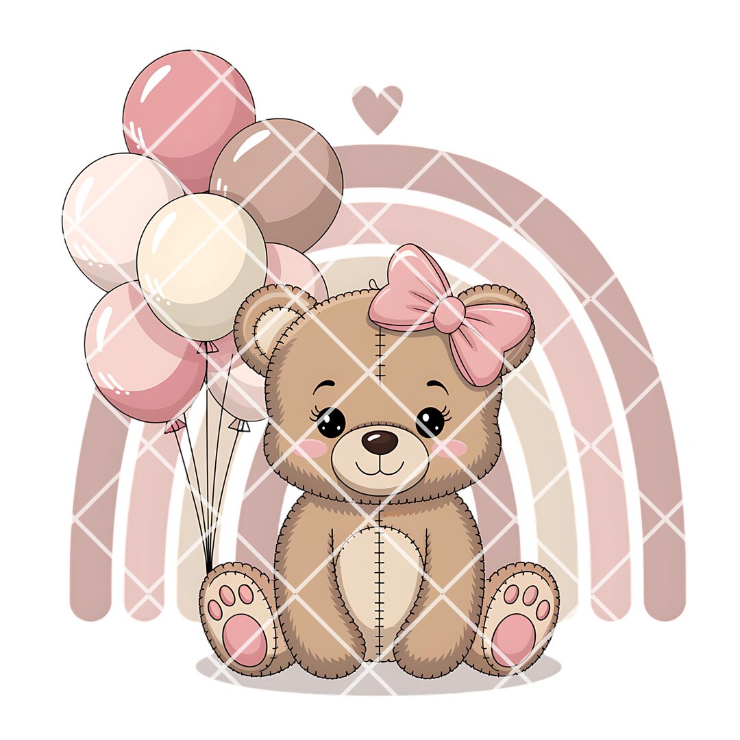 Baby Girl Bear PNG, Coquette Pink Teddy Sublimation Design, Pink Bow ...