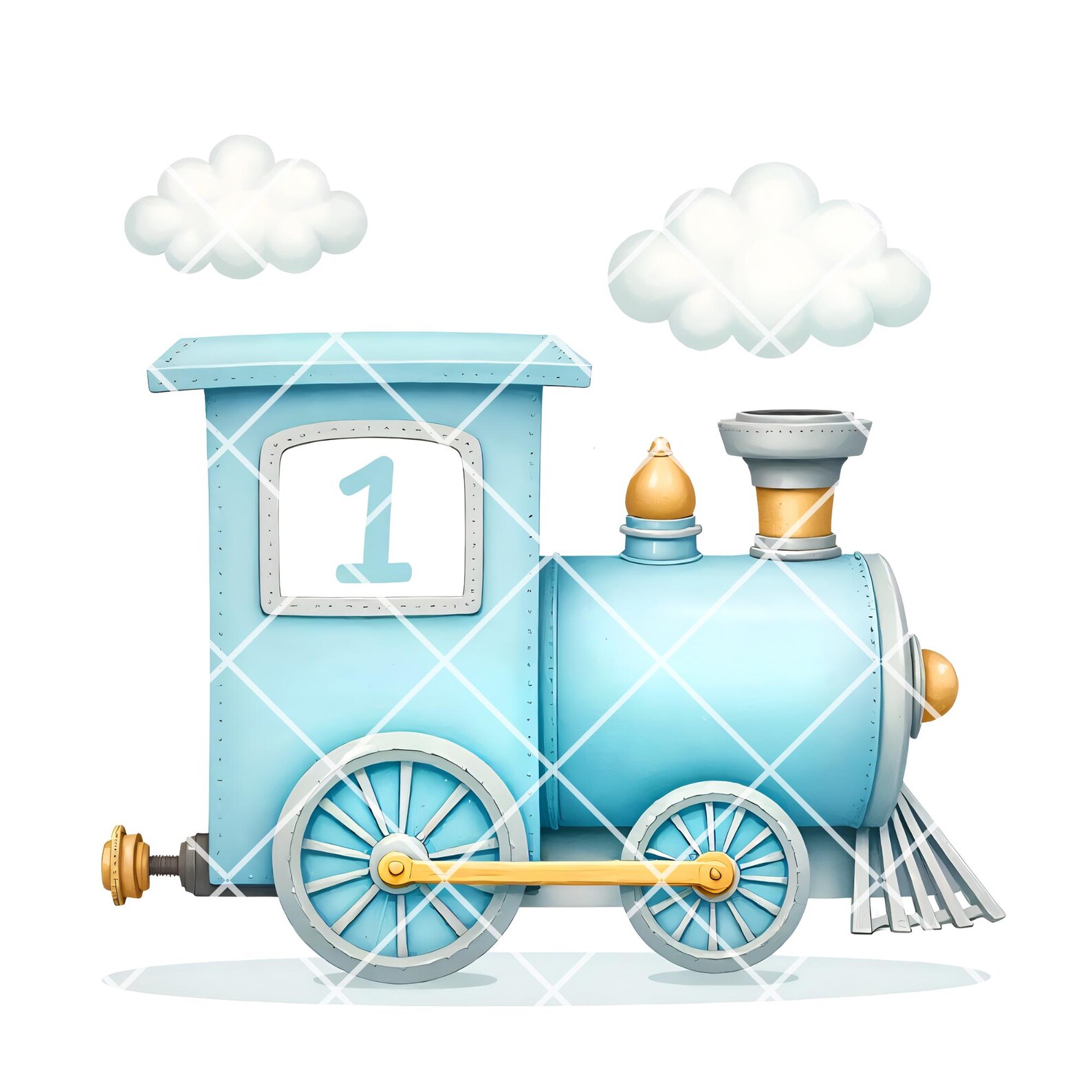 Baby Train 1st Birthday PNG, First Birthday Sublimation Design, Blue ...