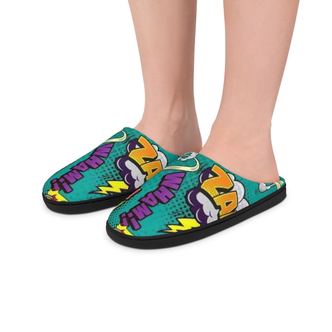 Wham Comic Book Style Slipper Women's Indoor Slippers Cozy House Shoes ...