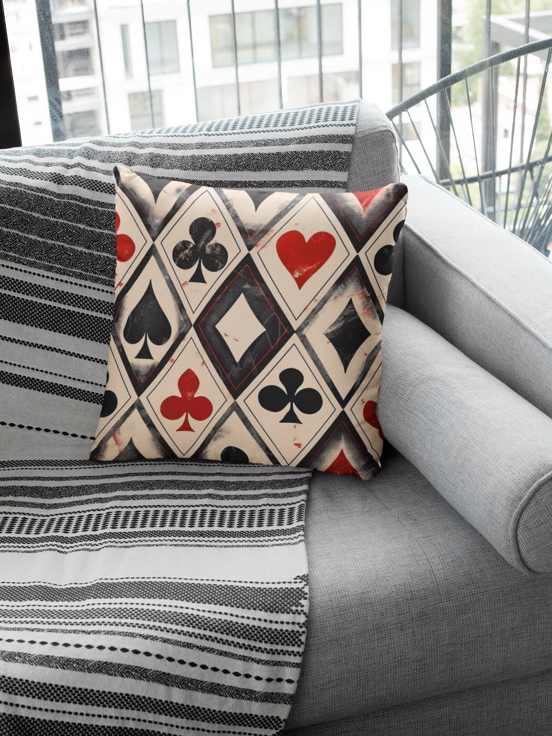 Playing Cards Accent Pillow: Vegas Style Poker Room Decor - Etsy