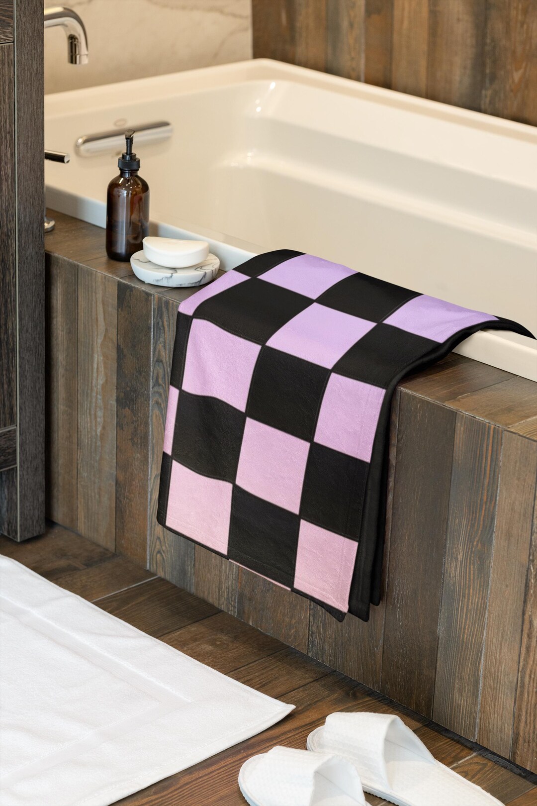 Checkered Print Bathroom Towel Bundle Pastel Colored Home Decor Summer ...