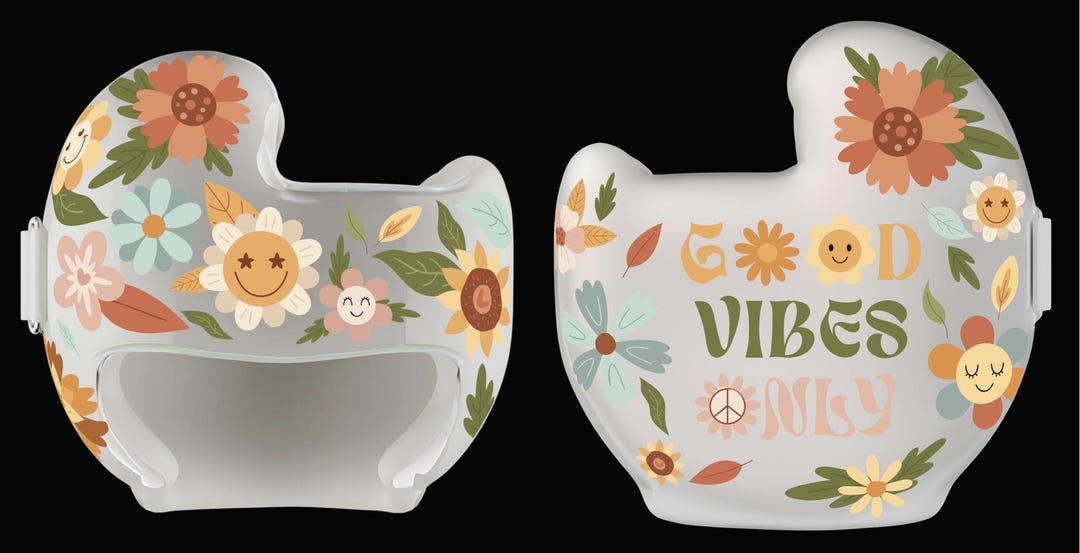 Groovy Good Vibes Baby Helmet Decals: Neutral Floral Cranial Band ...