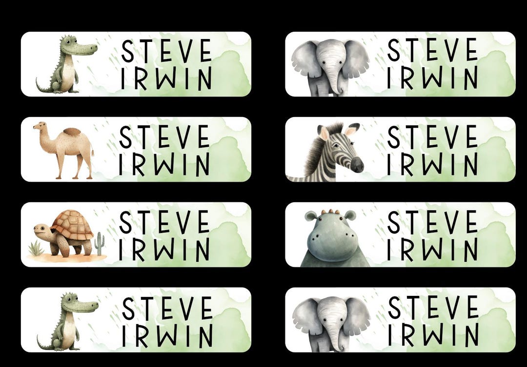 Zoo Animals Name Tag Stickers: Waterproof Kids Labels - Etsy