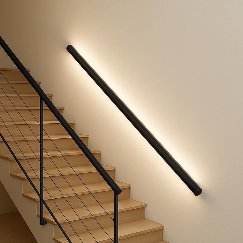LED Handrail Custom Handrail for Stairs | Modern Handrail | Black ...