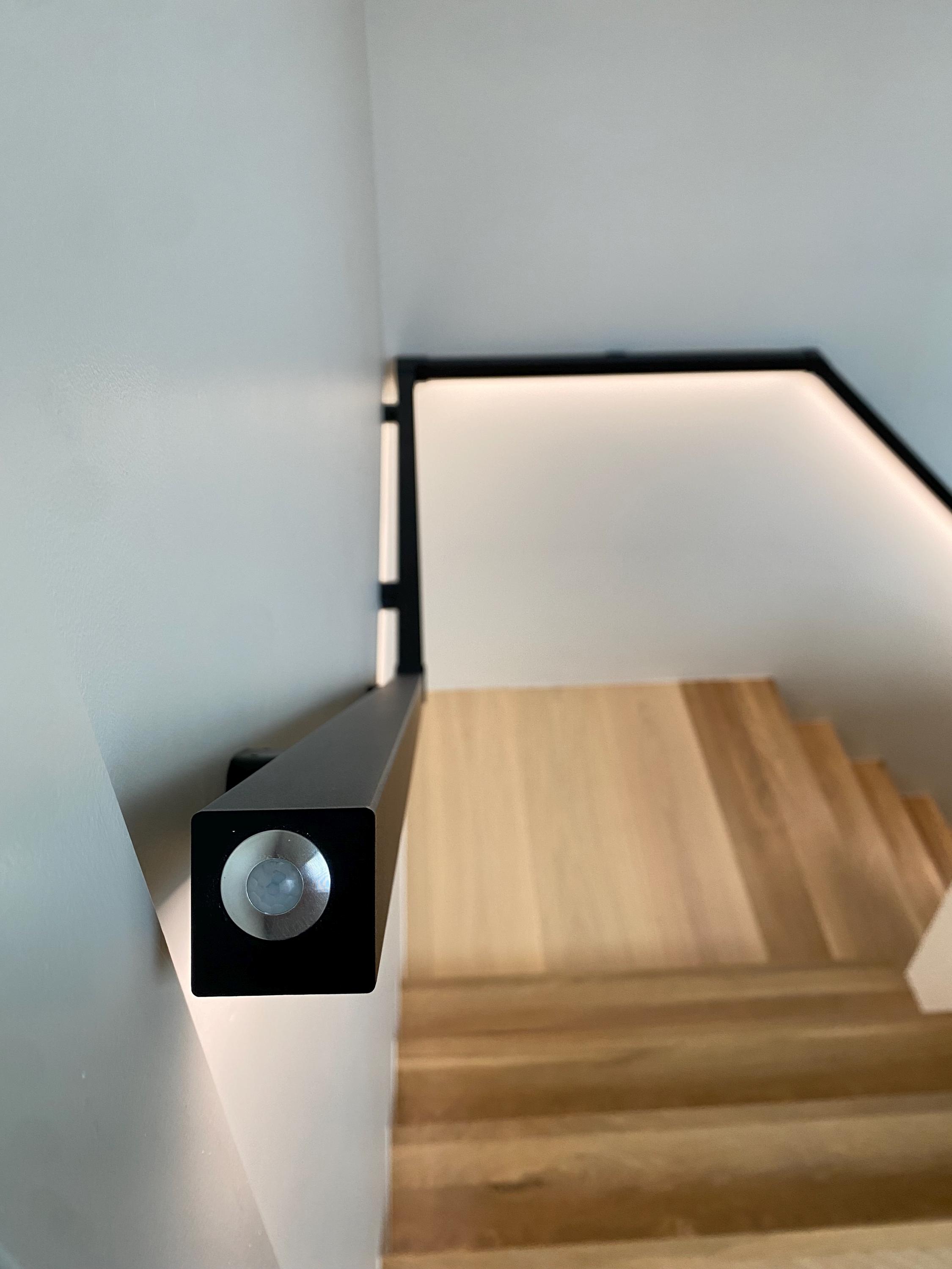 Modern Metal Stair Handrail With LED Light – Customizable, Motion ...