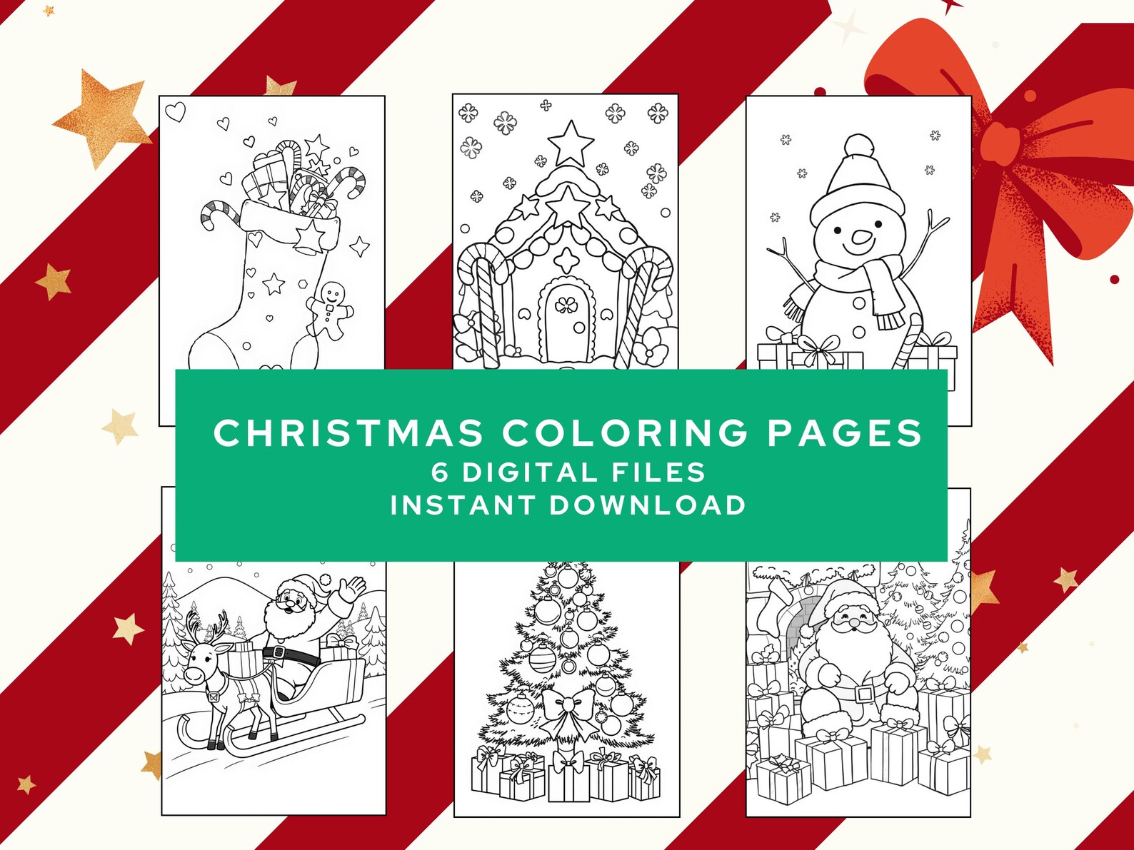 Christmas Coloring Pages - 6 Pages | for Kids Toddlers Preschoolers ...