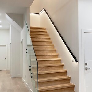 Modern Metal Stair Handrail With LED Light – Customizable, Motion ...