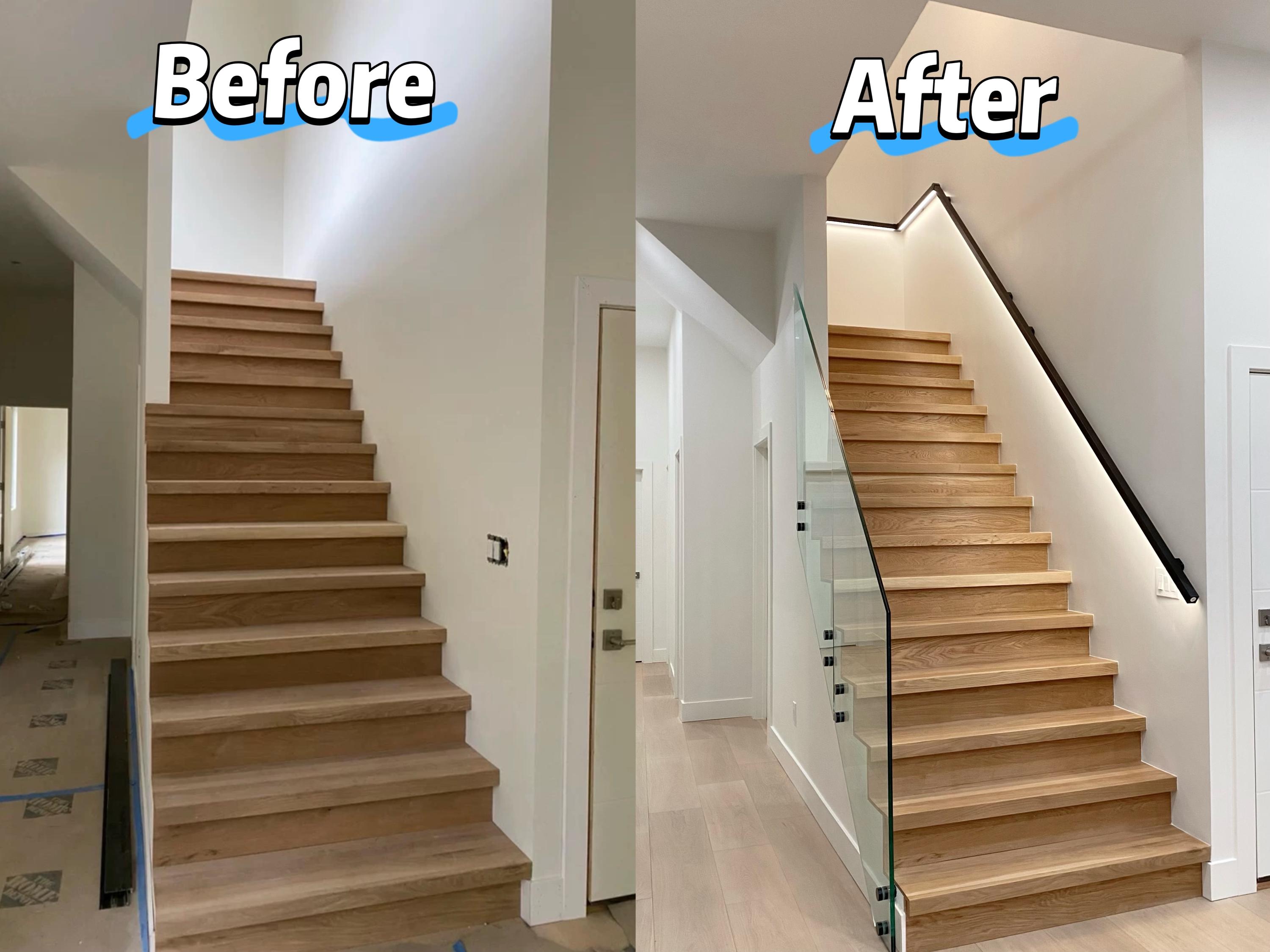 Modern Metal Stair Handrail With LED Light – Customizable, Motion ...