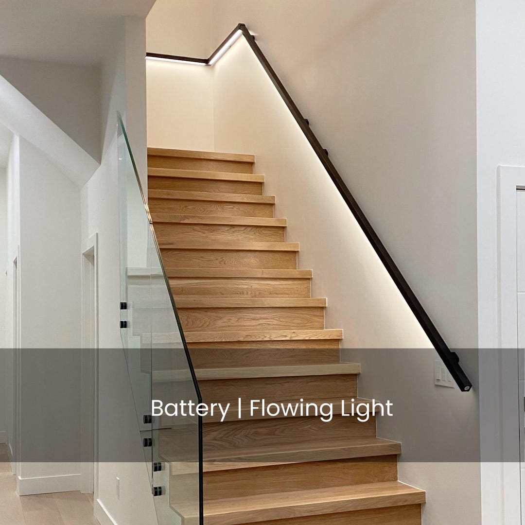 LED Handrail Custom Stair Railing | Modern Stair Handrail | Black ...