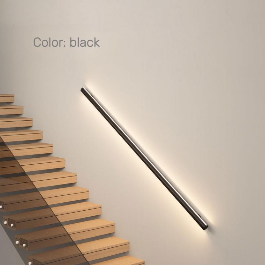 Modern Metal Stair Handrail With LED Motion Sensor Light, Customizable ...