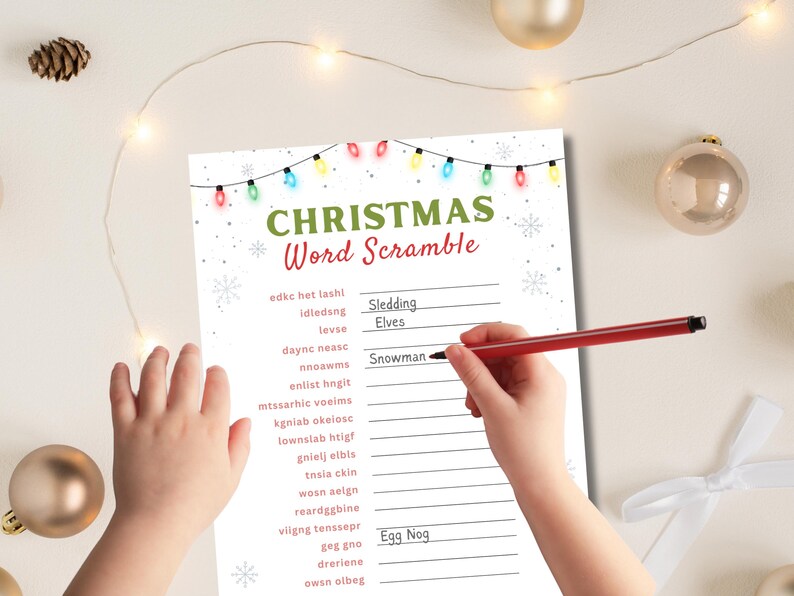Printable Christmas Word Scramble | Fun Holiday Party Game for Kids ...