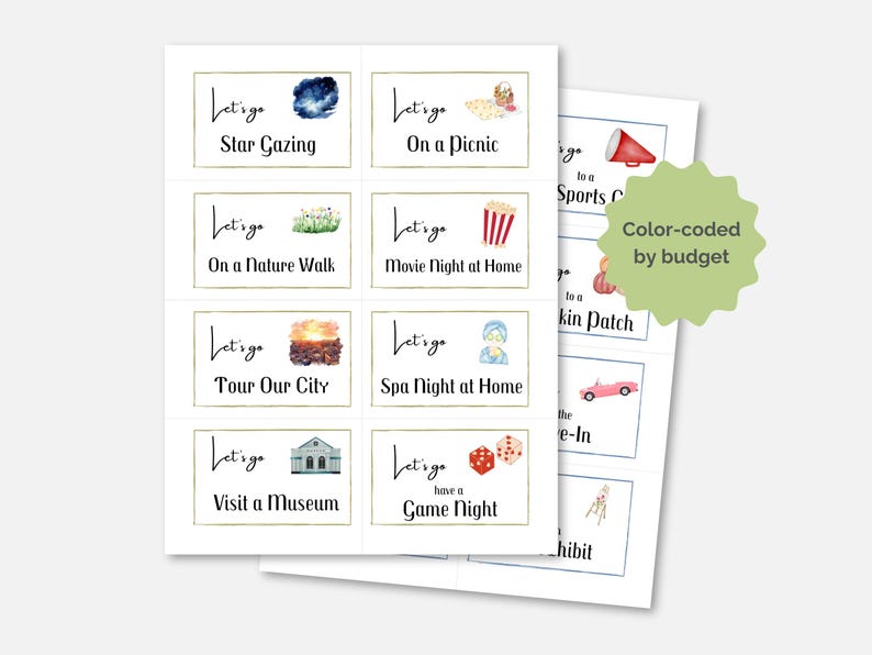 52 Weeks of Date Night Ideas Cards Printable Year of Dates First ...