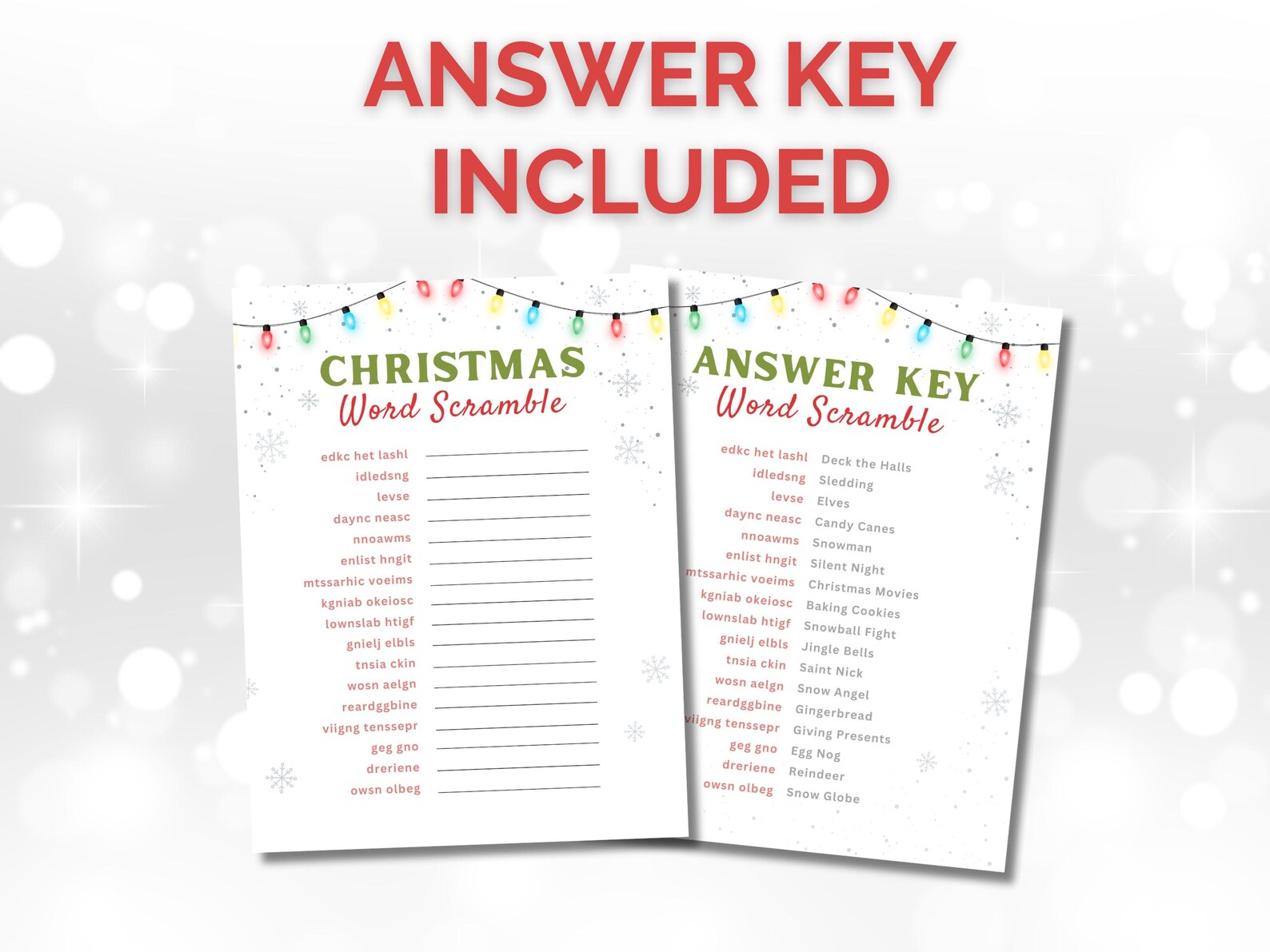 Printable Christmas Word Scramble | Fun Holiday Party Game for Kids ...