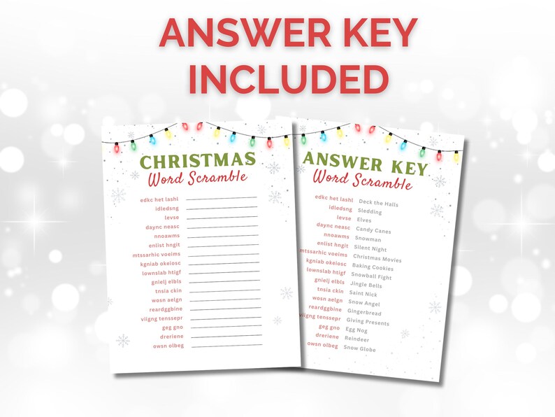 Printable Christmas Word Scramble | Fun Holiday Party Game for Kids ...