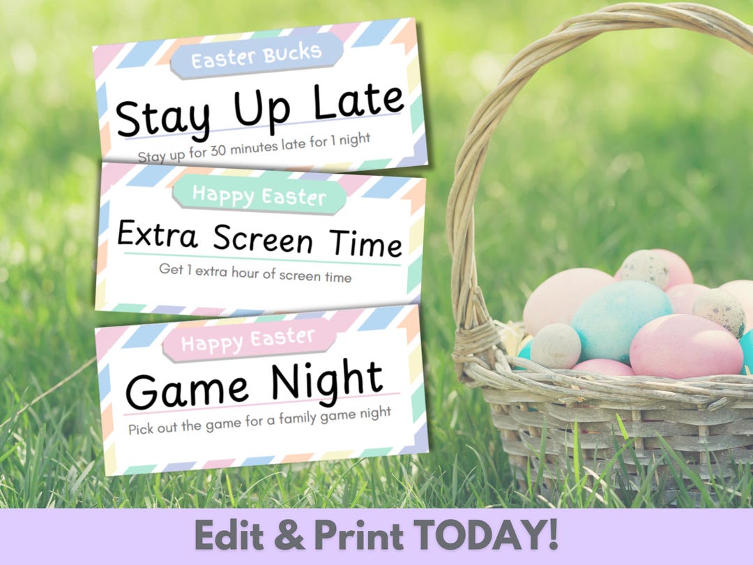 Printable Easter Coupon Template, Bunny Bucks, Easter Egg Fillers ...