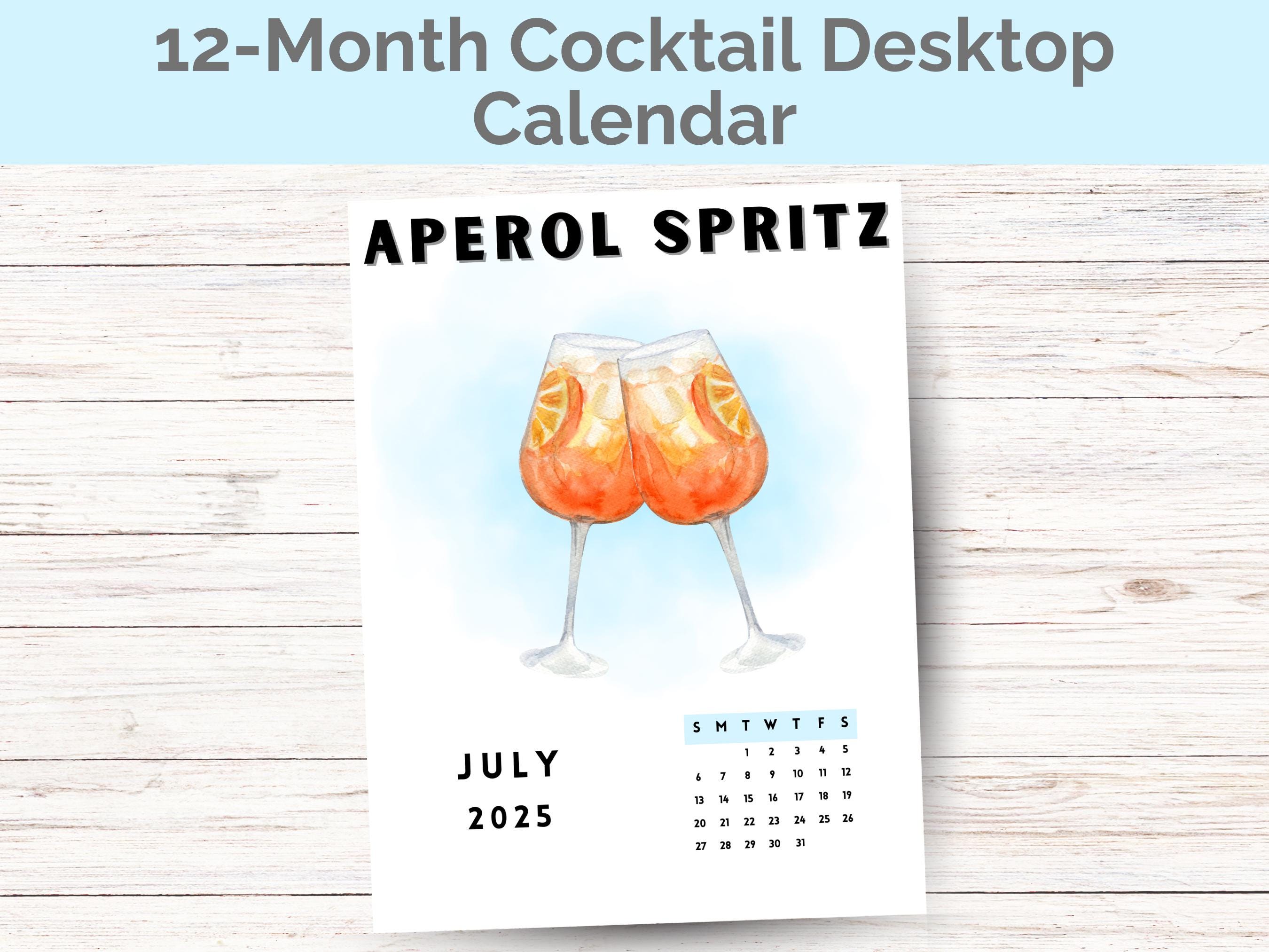 2025 Printable Desktop Cocktail Calendar Classic Cocktails Art Calendar ...
