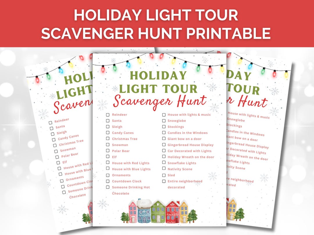 Holiday Light Scavenger Hunt Printable | Car Game for Kids | Christmas ...