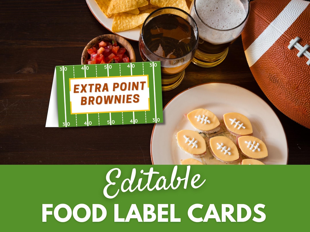 Football Party Food Labels, Editable Place Cards (digital Download) - Etsy