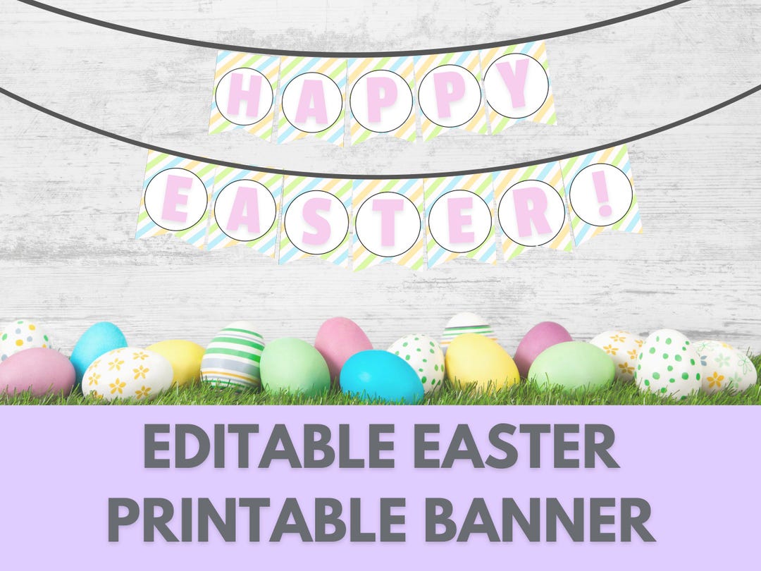 Happy Easter Banner: Printable Party Garland (editable in Canva) - Etsy