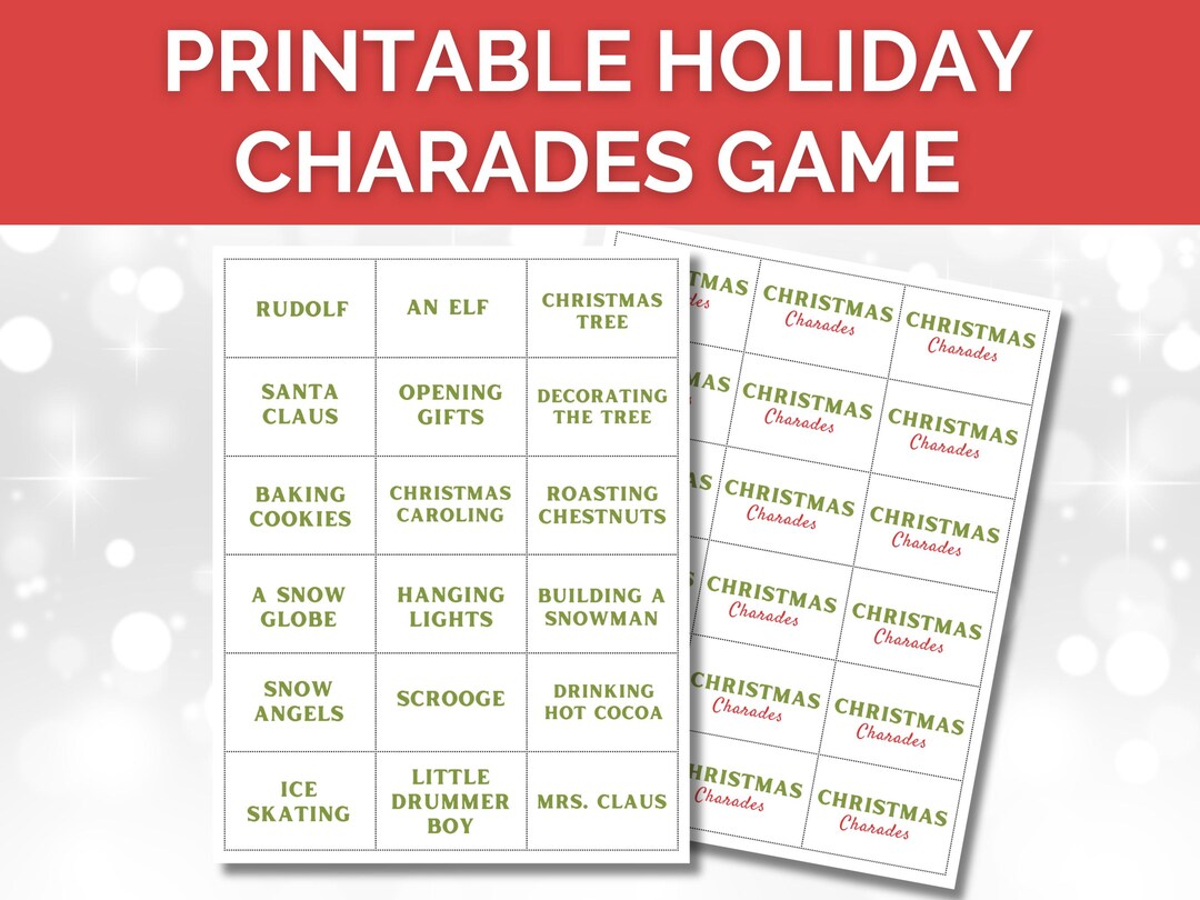 Christmas Charades Family Party Game | Printable Holiday Party Activity ...
