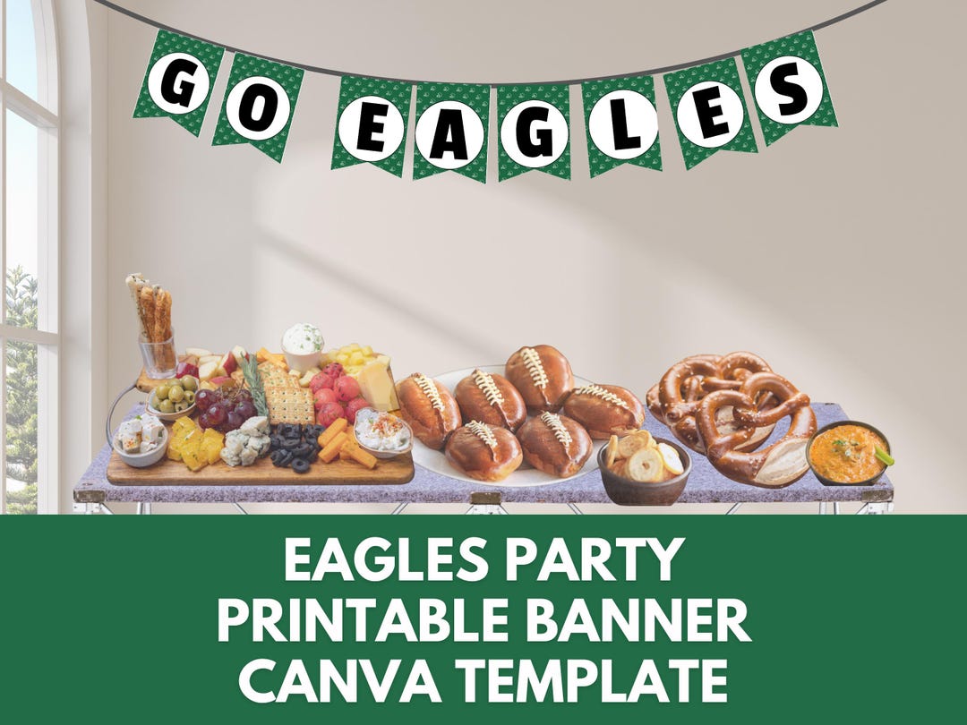 Printable Eagles Banner, Super Bowl Party Decor, Editable in Canva ...