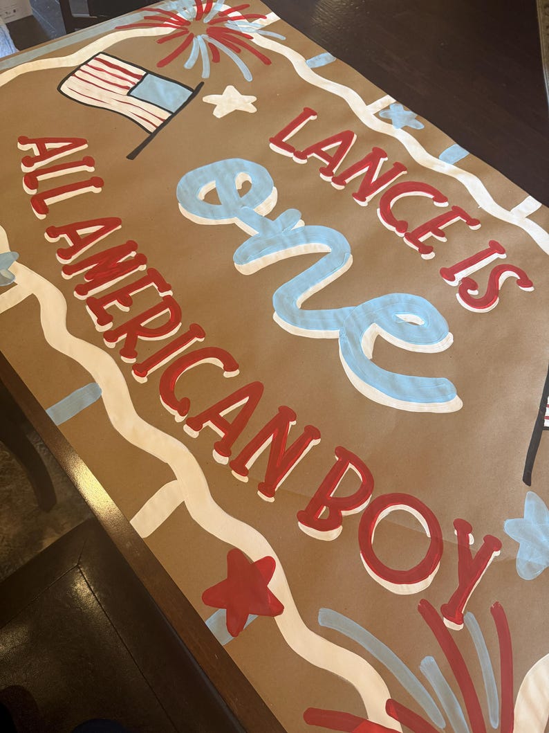 All American Boy Birthday Banner | Handpainted First Birthday Decor - Etsy