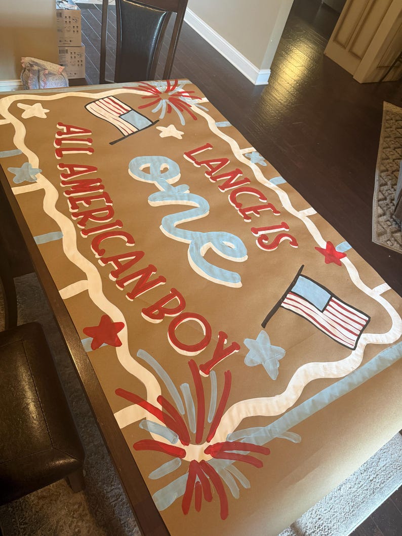 All American Boy Birthday Banner | Handpainted First Birthday Decor - Etsy