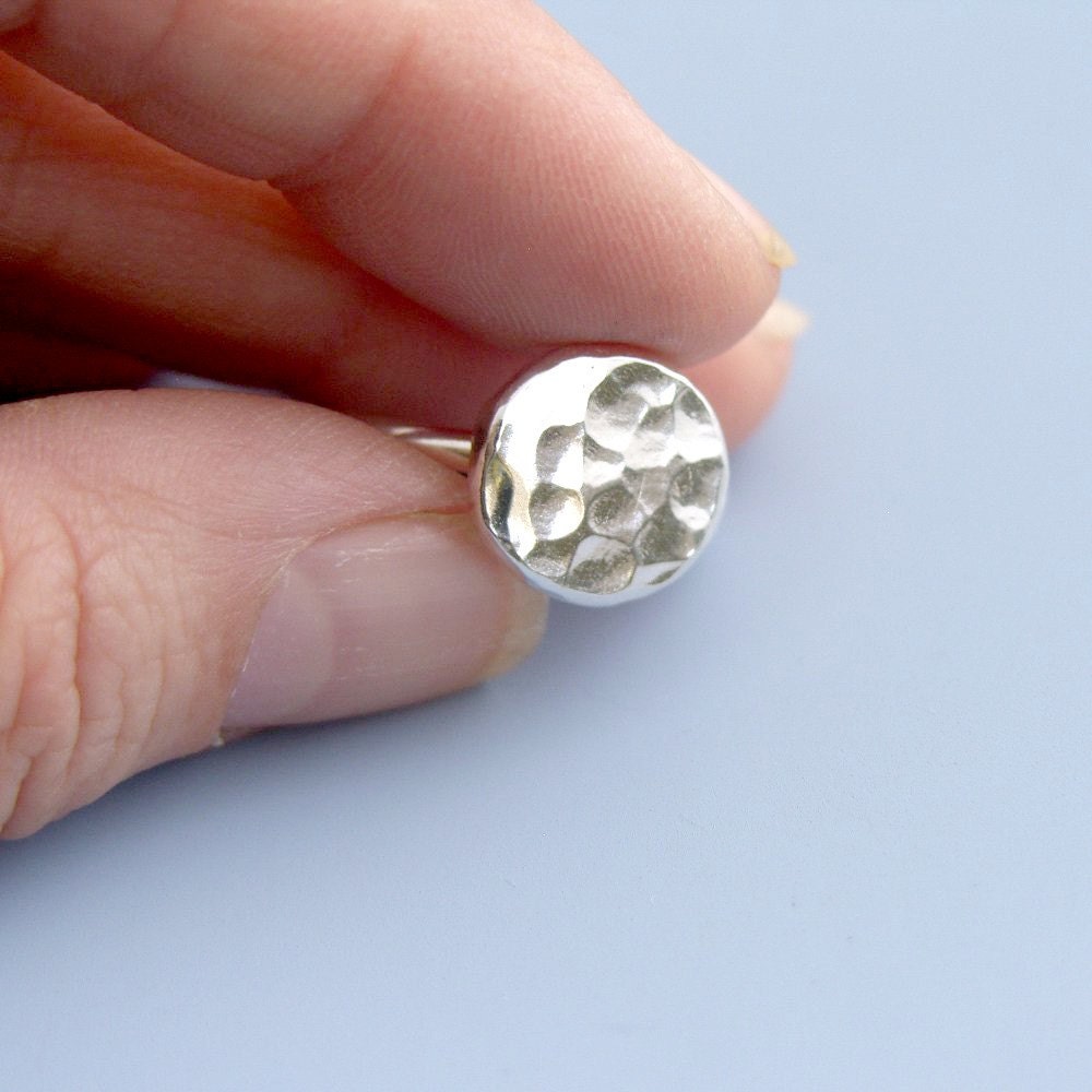 Hammered Circle Ring Sterling Silver Ring | Etsy