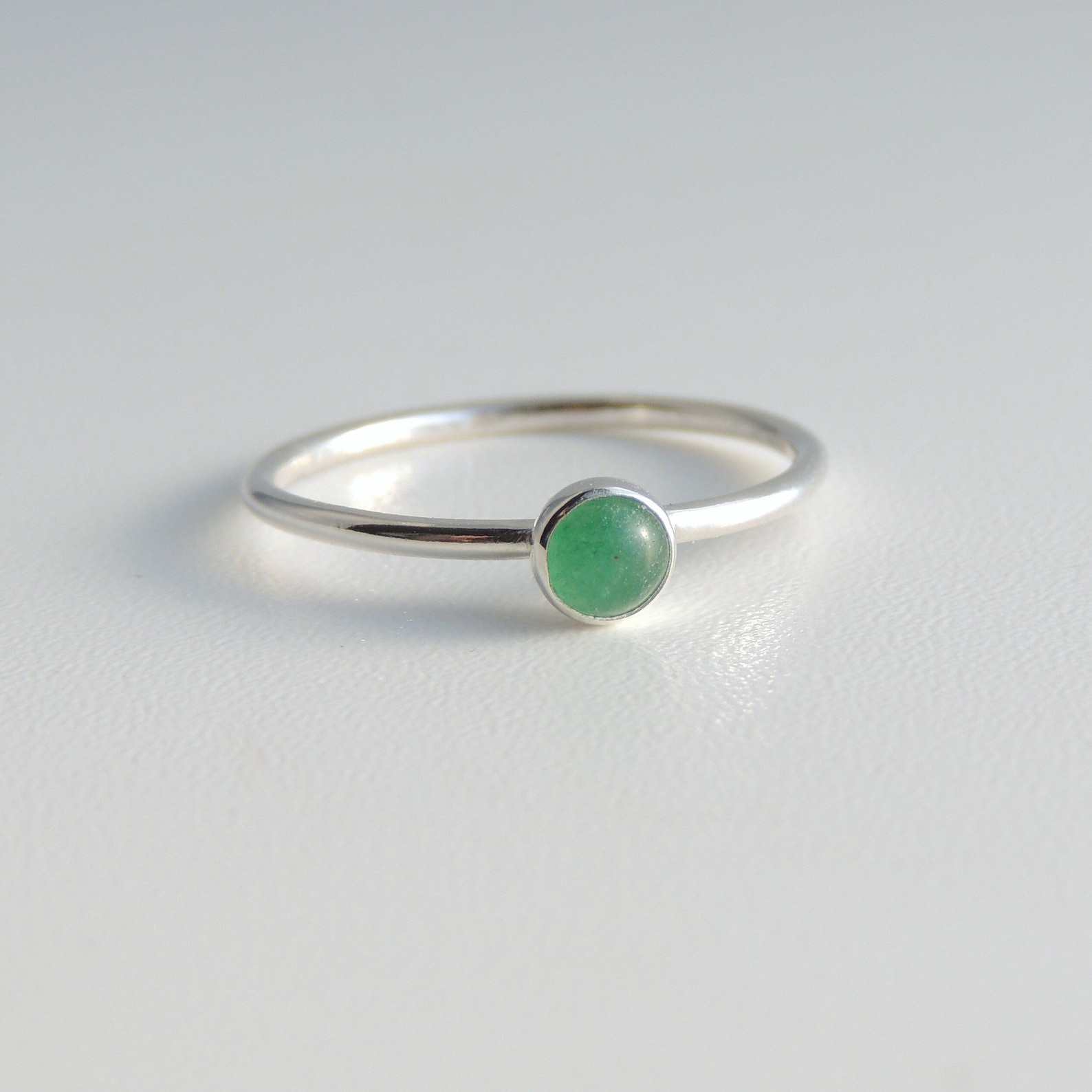 Green Aventurine Ring Sterling Silver Stacking Ring Green - Etsy