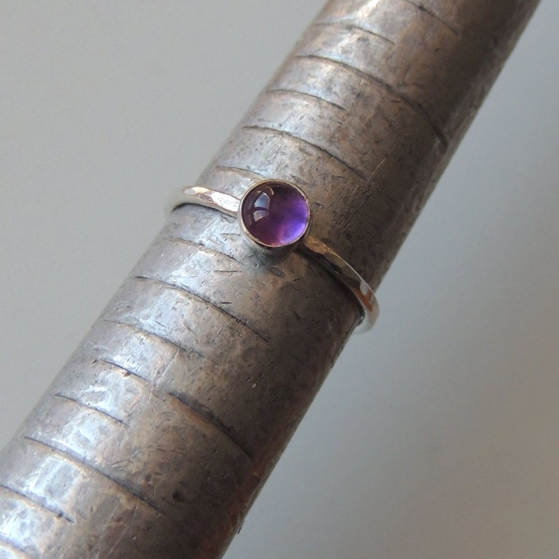 Amethyst Ring Sterling Silver Stacking Ring Bezel Set - Etsy