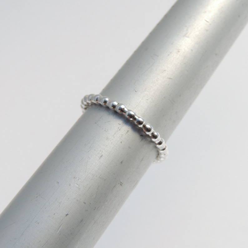 Sterling Silver Beaded Band Simple Sterling Silver Ring - Etsy