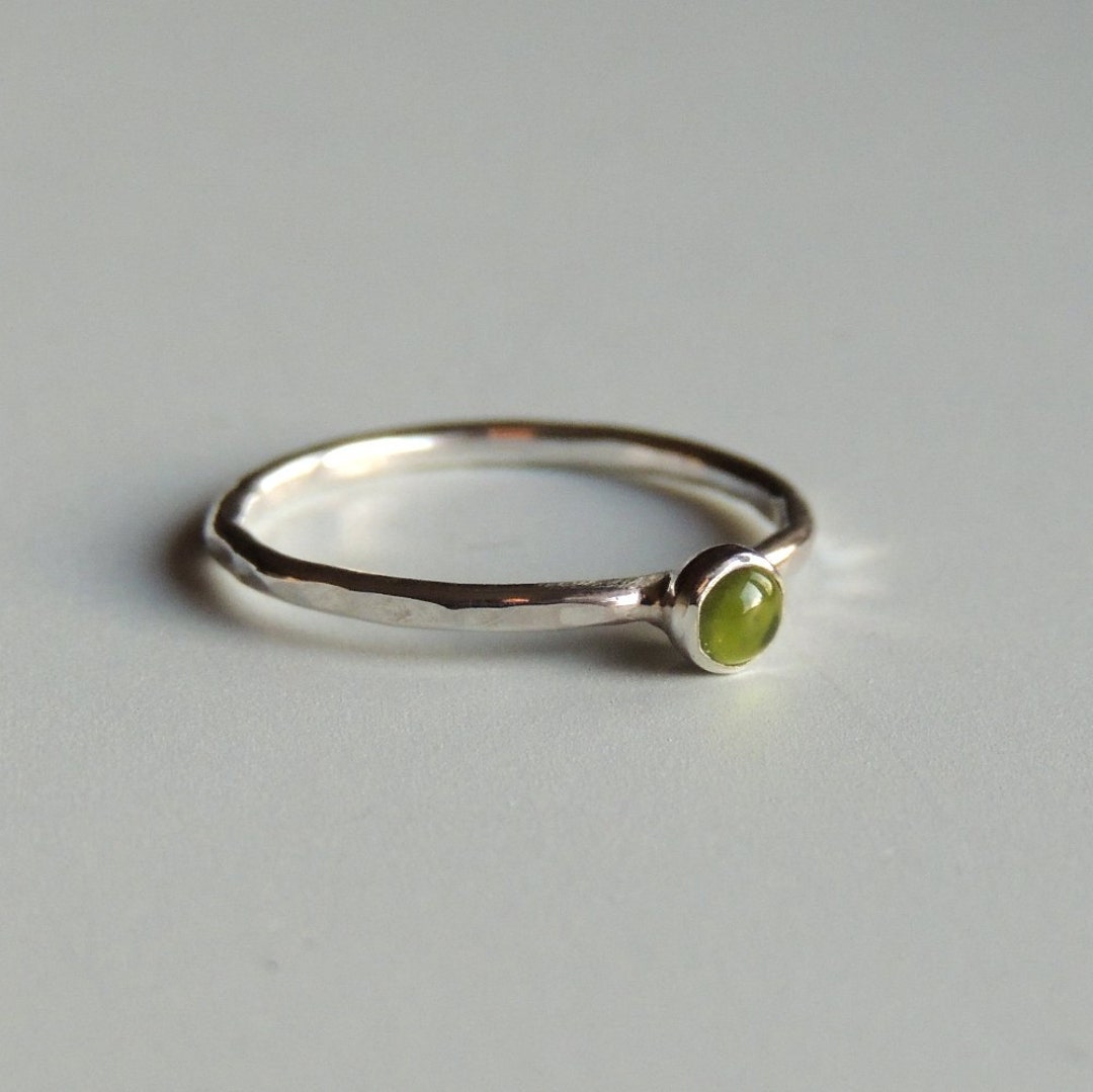 Peridot Ring Sterling Silver Green Stacking Ring - Etsy