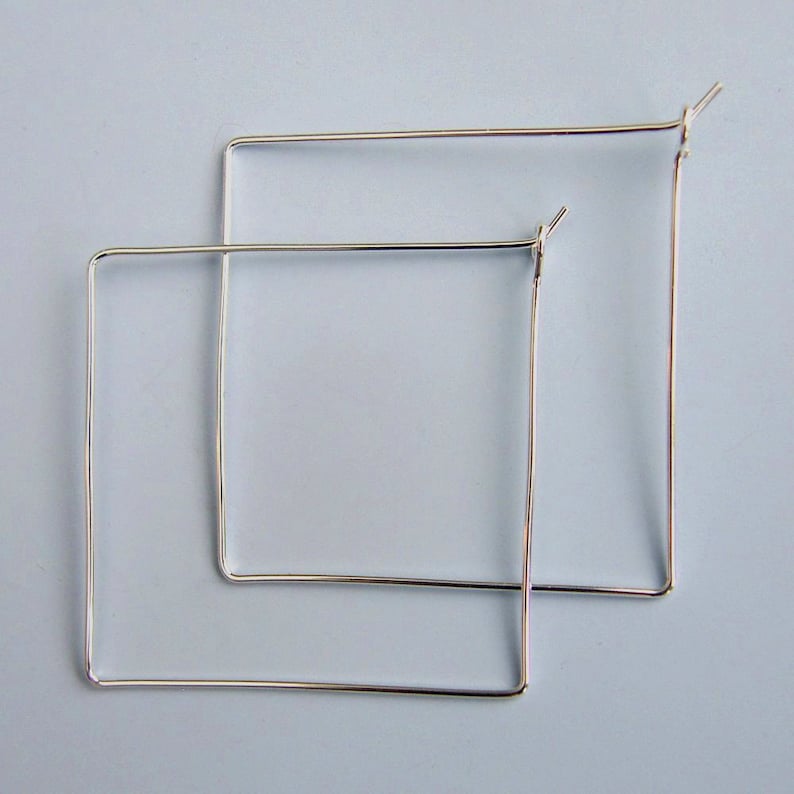 Square Hoops Sterling Silver Square Hoop Earrings 1.5 Inch - Etsy