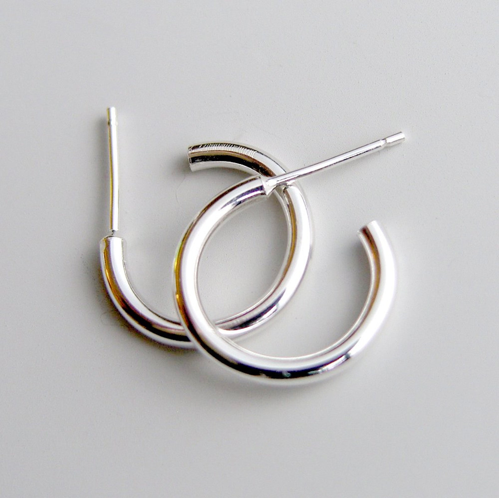 Sterling Silver Hoops Small Classic Stud Earrings 15mm Silver Studs - Etsy