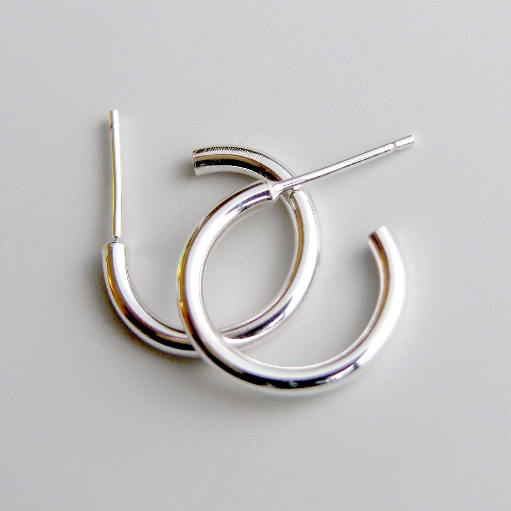 Sterling Silver Hoops Small Classic Stud Earrings 15mm Silver Studs - Etsy