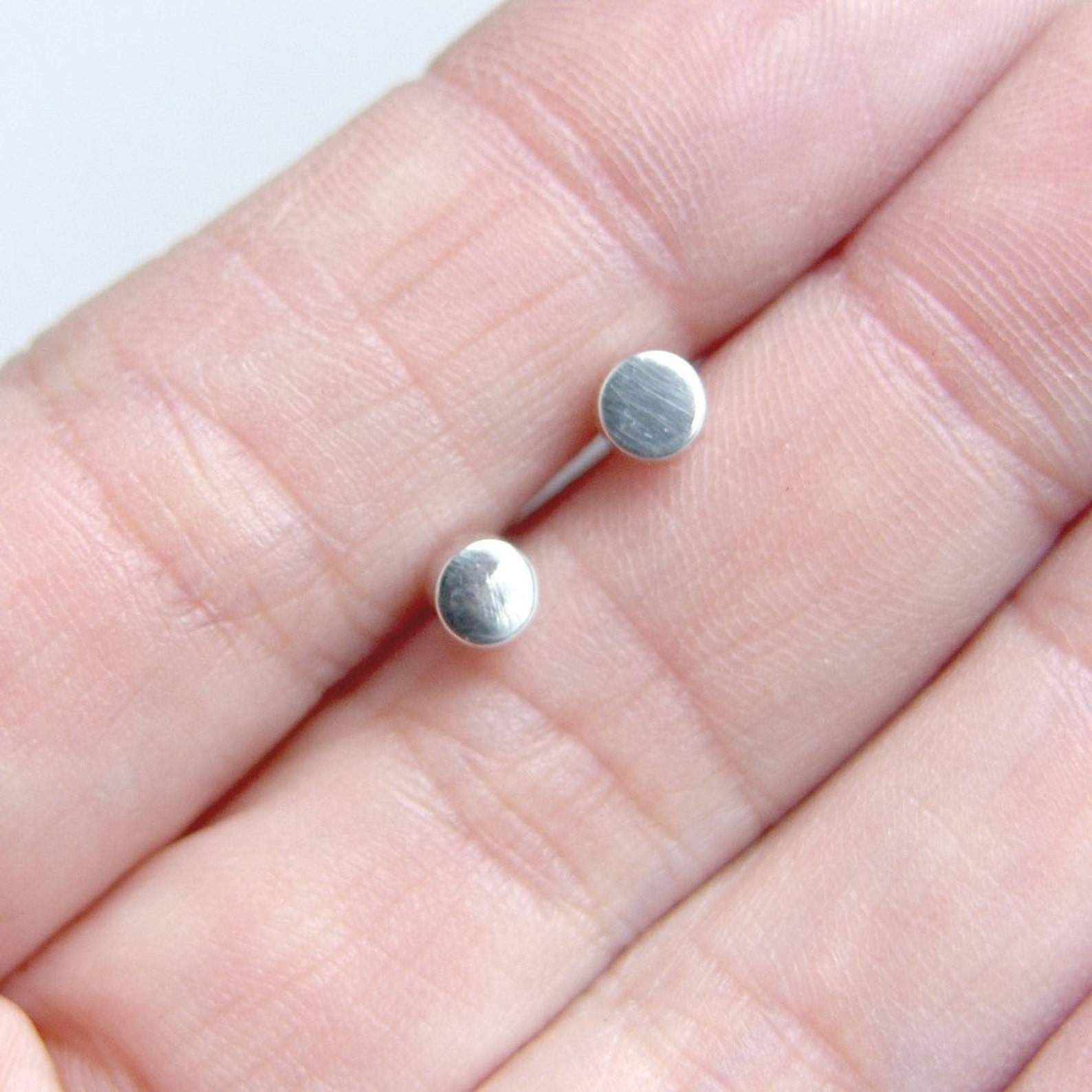 Stud Earrings Sterling Silver Small Spots Circle Post Earrings - Etsy