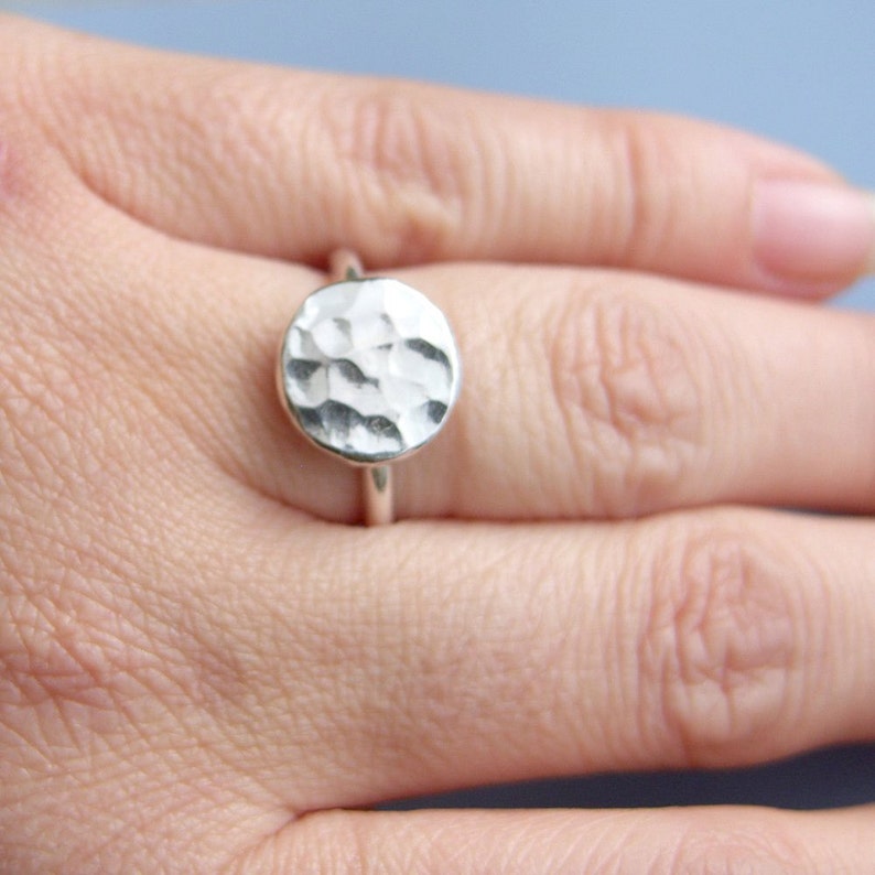 Hammered Circle Ring Sterling Silver Ring | Etsy