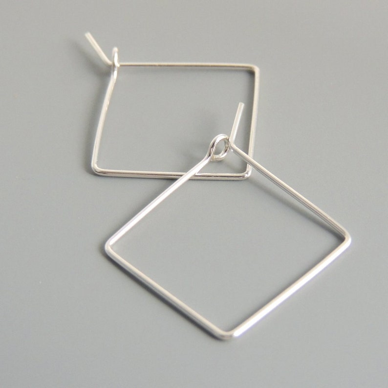Square Hoops Sterling Silver Square 3/4 Inch Hoop Earrings - Etsy